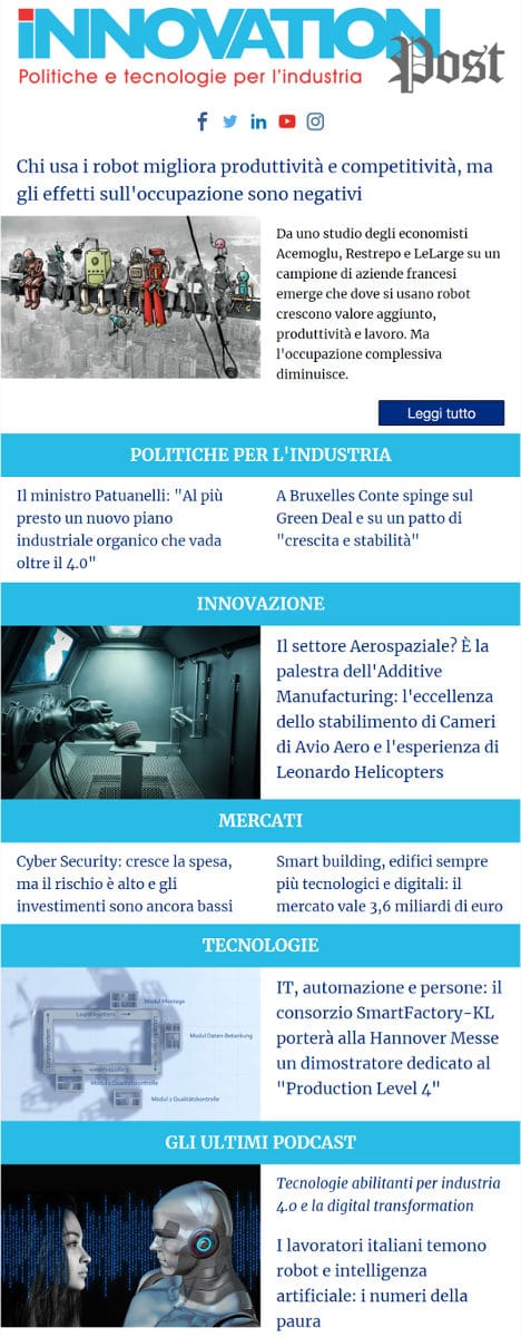 Newsletter: segui l'informazione su Politiche e Tecnologie per l ...